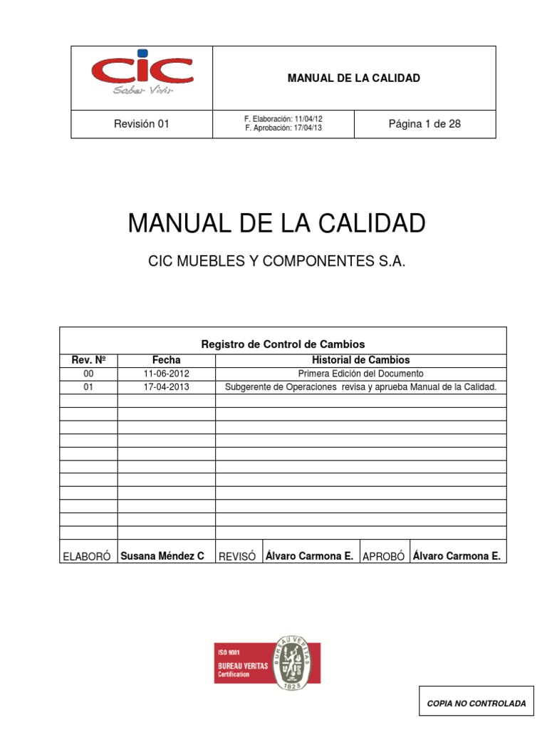 Manual de La Calidad | PDF | Calidad (comercial) | Gestión de la calidad