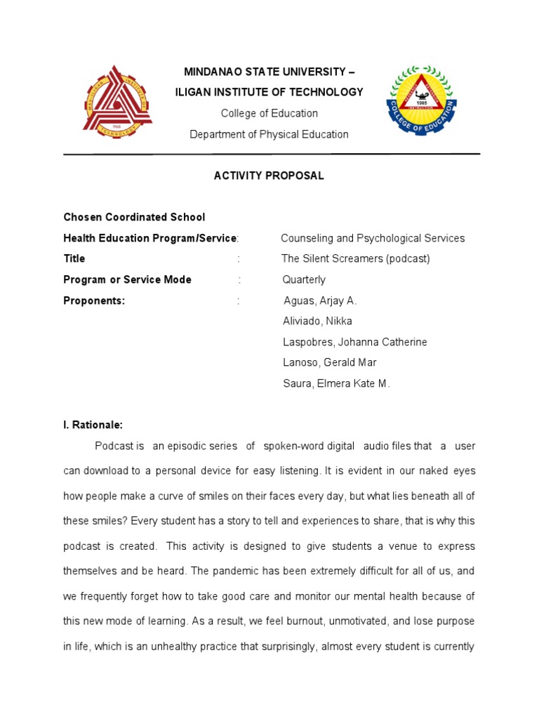 Activity Proposal | PDF | Mental Health | Podcast