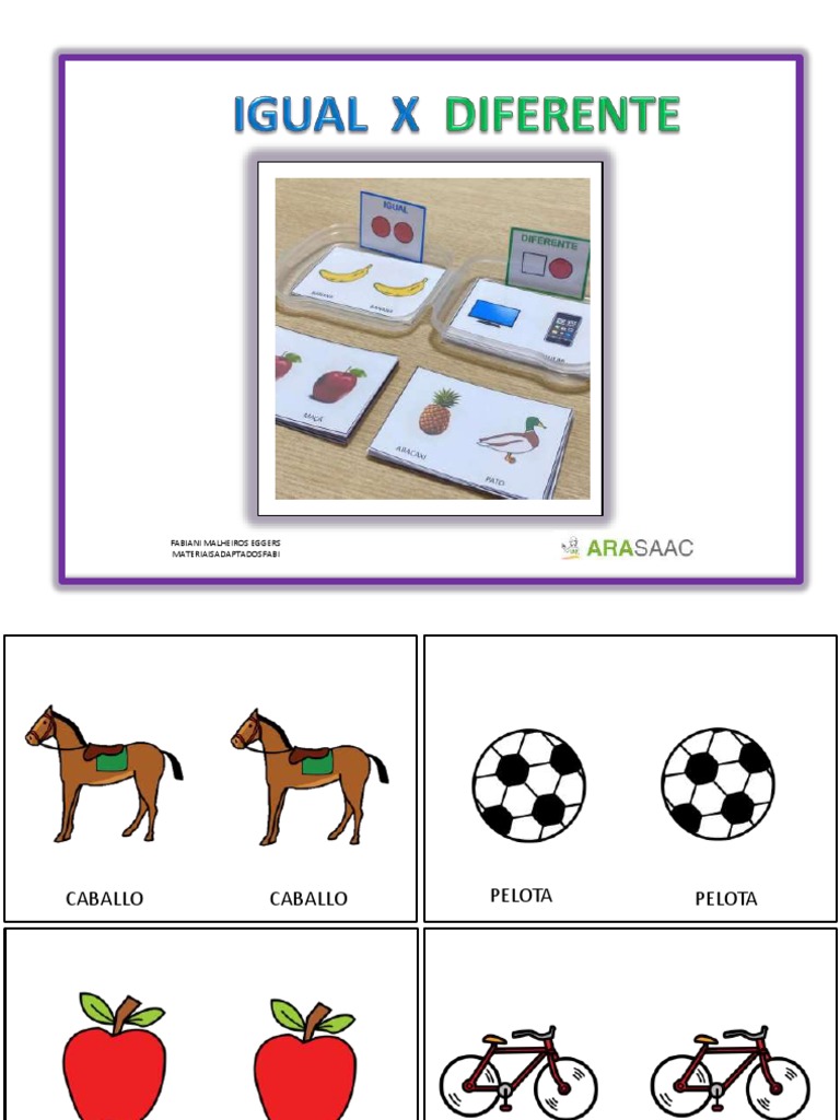 Material TEACCH Flash Cards Igual X Diferente | PDF