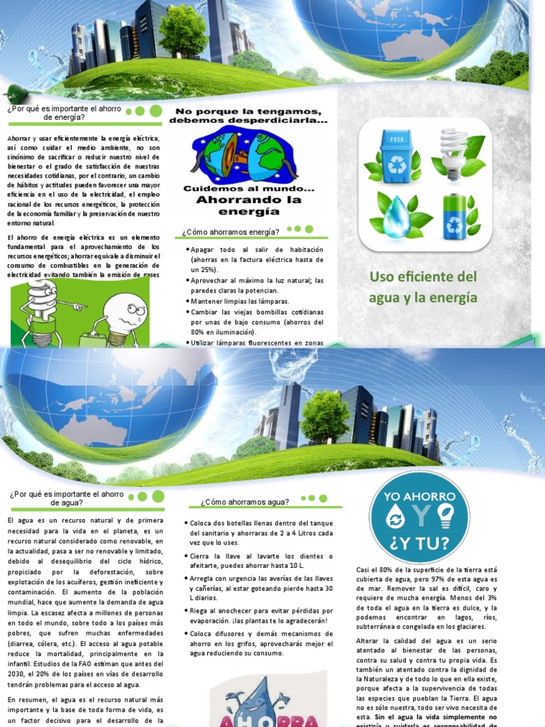 Folleto de Uso y Ahorro de Agua y Energia | PDF | Agua | Uso eficiente de energía