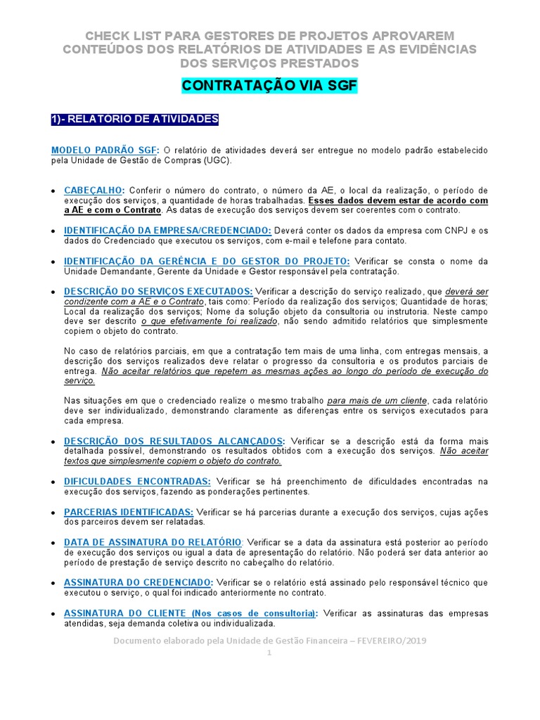 Checklist - Relatorios Gestão e Sebratec | PDF | Setor terciário da ...