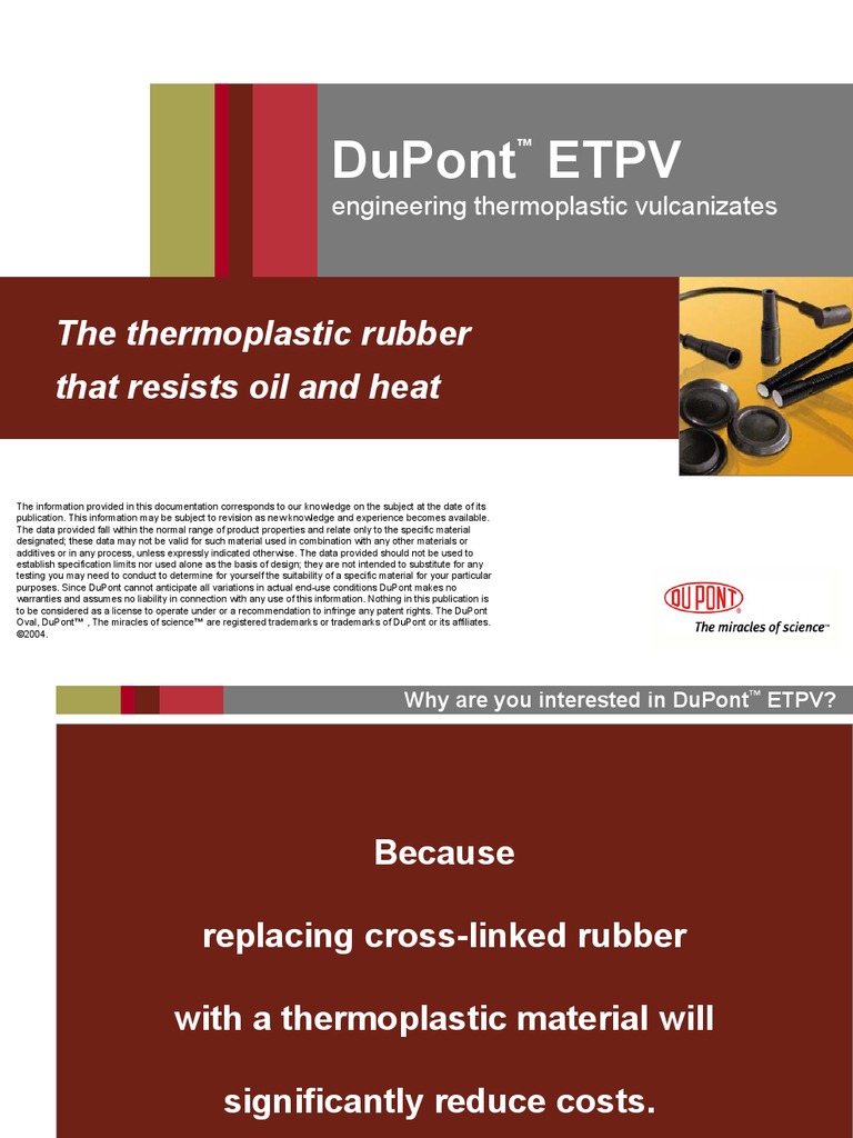 DuPont ETPV Customer Presentation 1 2006 | PDF | Extrusion | Thermoplastic