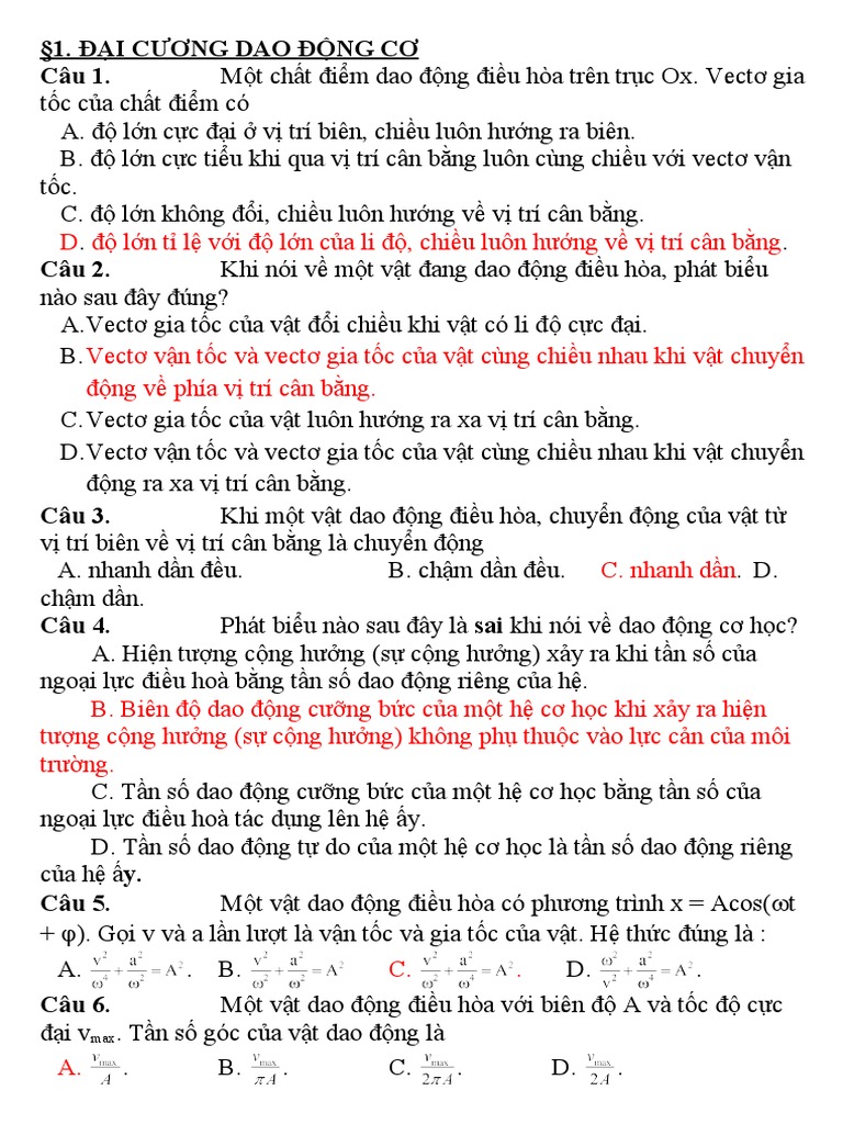 Bai Tap Dai Cuong Dao Dong Dieu Hoa. Giải | PDF