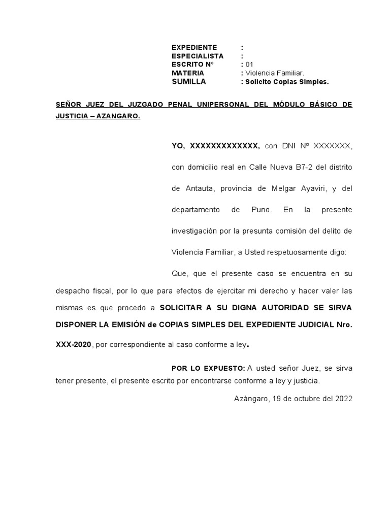 Solicito Copias Simples | PDF