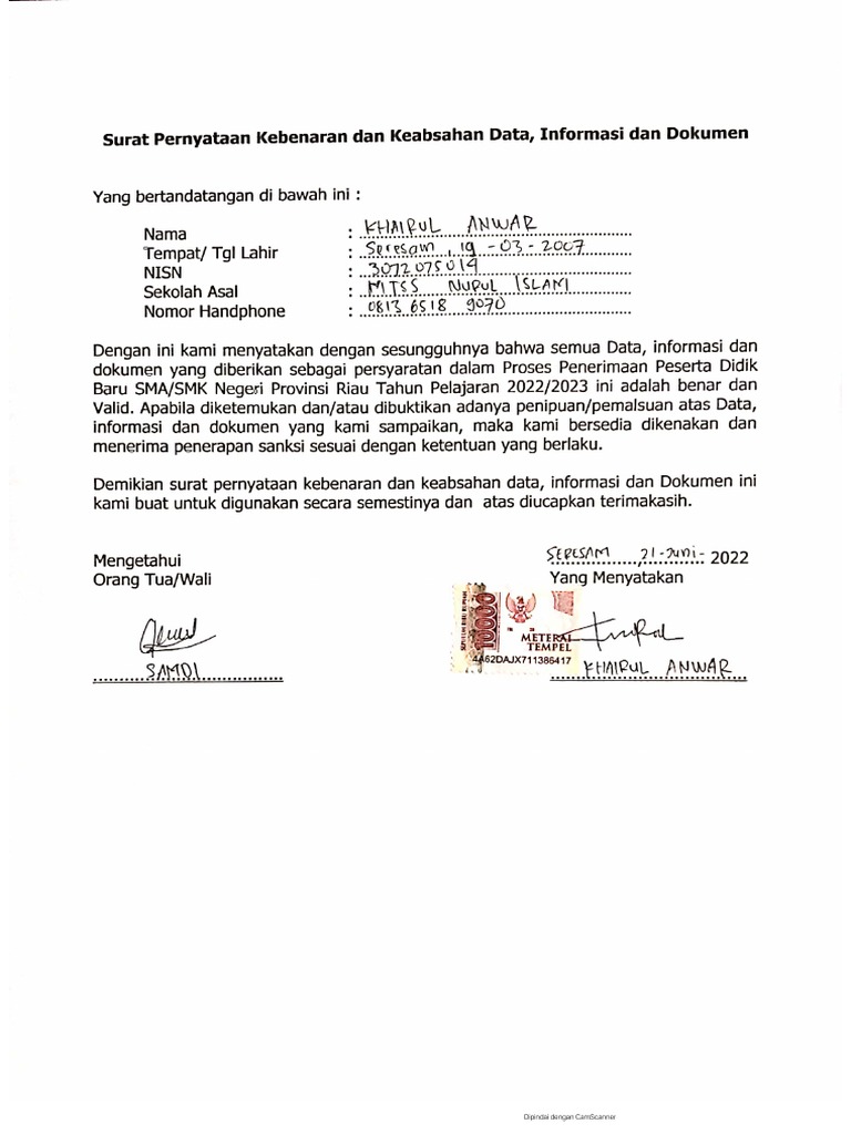 CONTOH Surat Materai | PDF