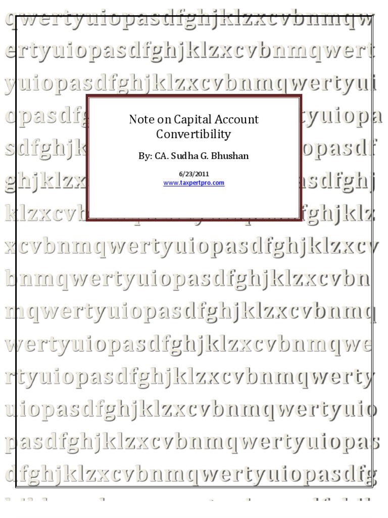 Note On Capital Account Convertibility: By: CA. Sudha G. Bhushan | PDF ...