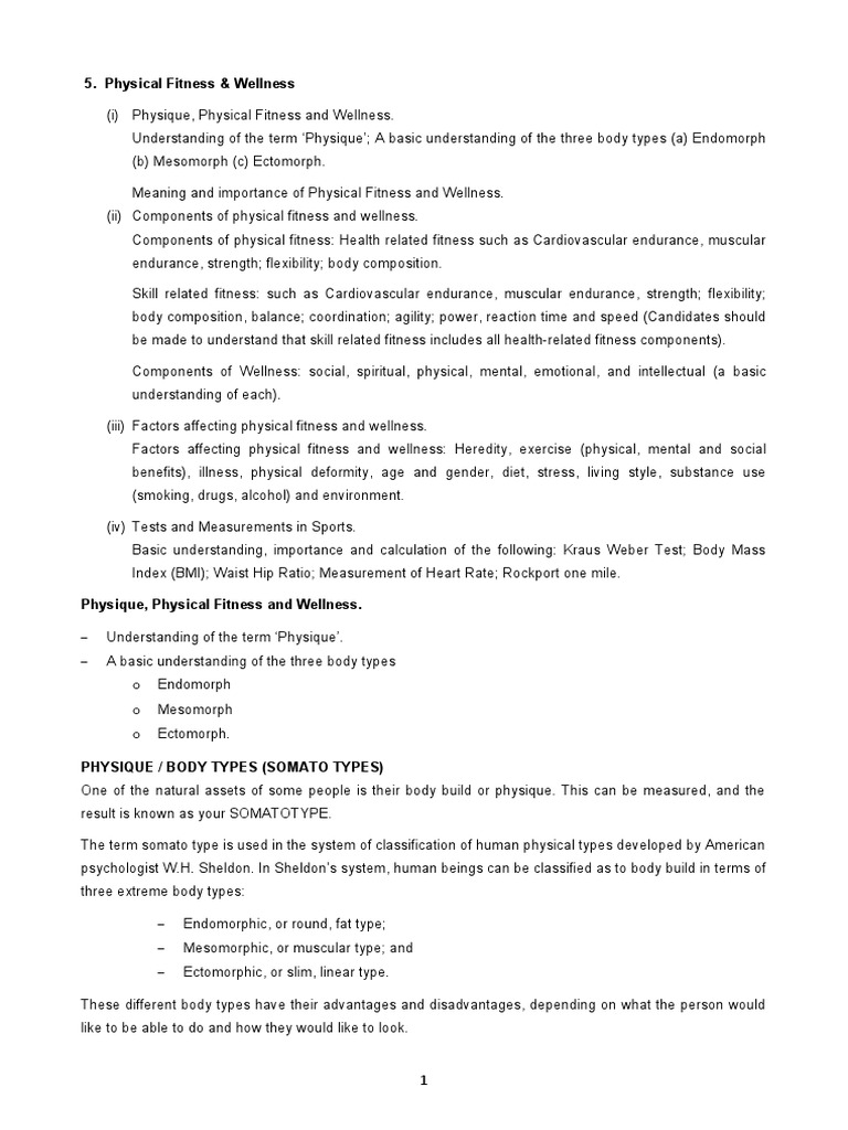 Unit 5 - Physical Fitness and Wellness | PDF | Physical Fitness | High ...