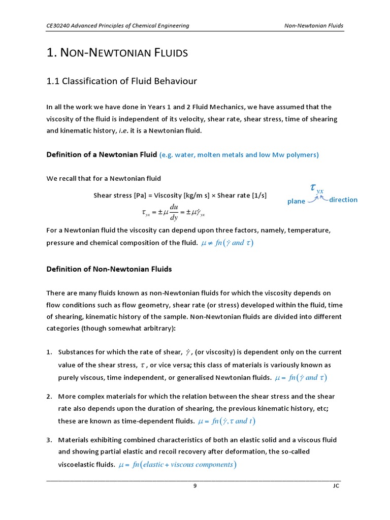 B. Non-Newtonian Fluids - Lecture Notes v. 19.09.2022 | PDF | Fluid ...