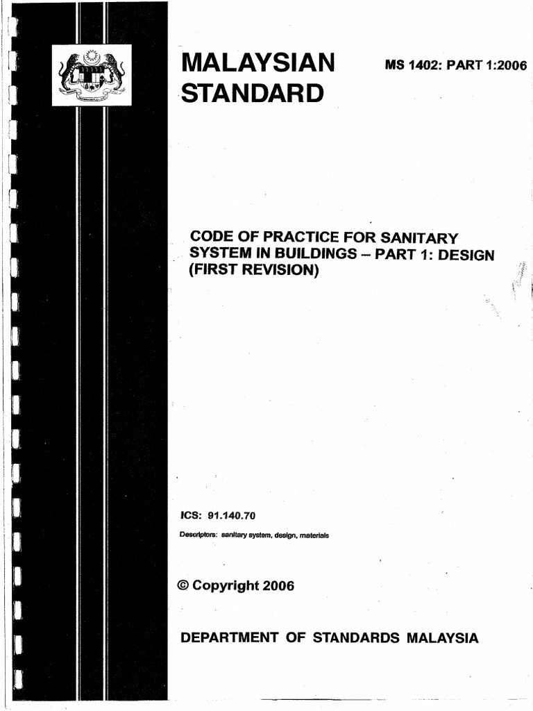 MS 1402 Part 1-2006 Code of Practise For Sanitary System in Buildings ...