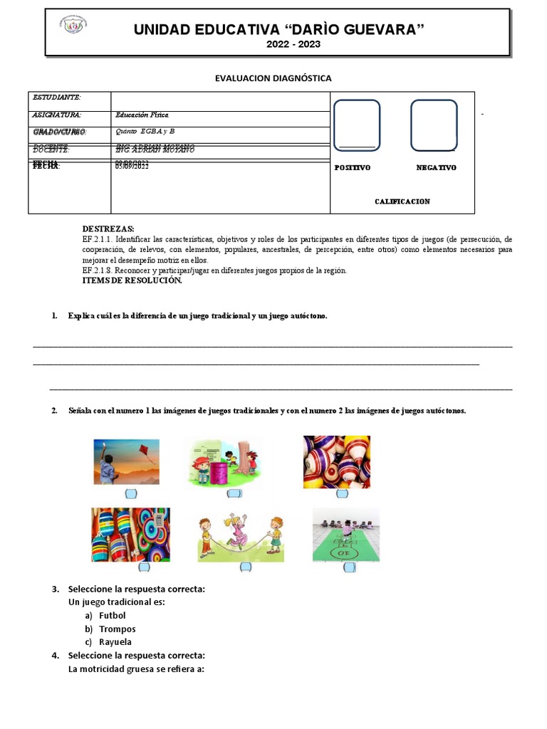 EVALUACION DIAGNOSTICA EGB 5to EGB A Y B | PDF | Cognición | Ciencia cognitiva