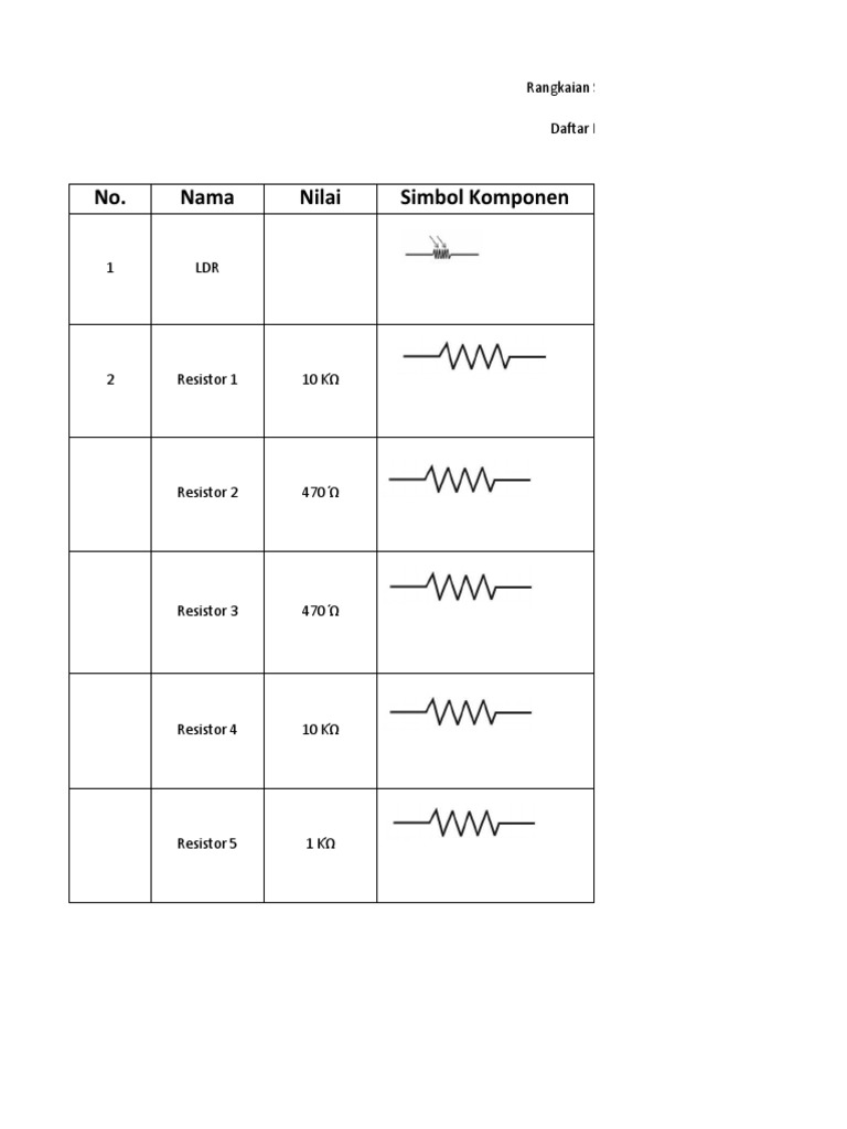 Daftar Komponen Rangkaian Sensor Cahaya Oskar Zagoto Dan Ragil ...