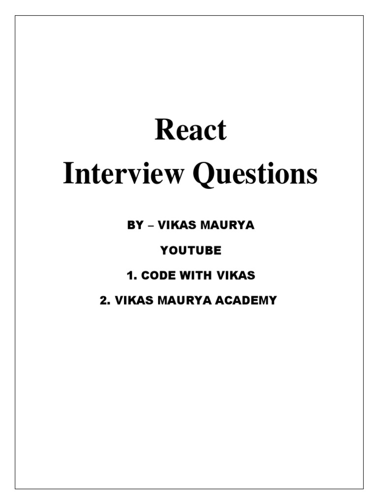 React Interview Questions Pdf Document Object Model Java Script 