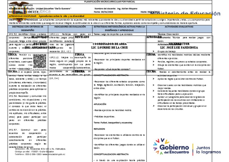 Planificación 3ro Egb Eeff 1 P 2q Eeff Pdf Aprendizaje Evaluación