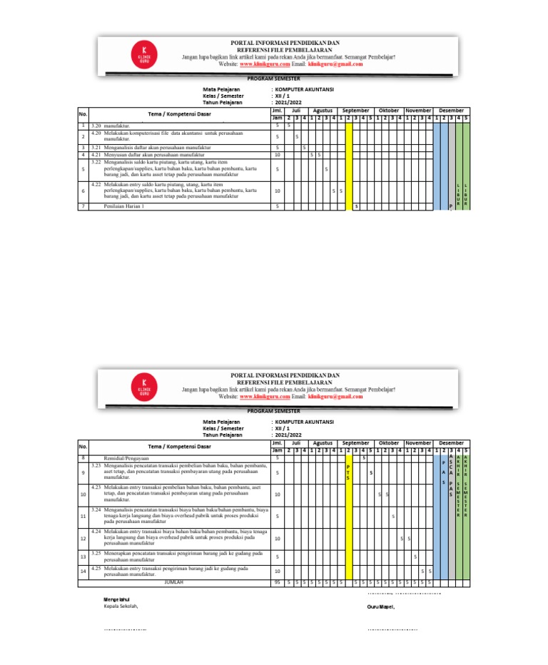Promes 1 - Komputer Akuntansi Xii | PDF