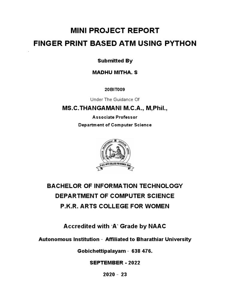 Mini Project Report - 5097257149652678496 | PDF | Titles | Vocational ...