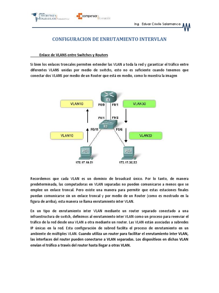 8 Enrutamiento Intervlan | PDF | Enrutador (Computación) | Protocolos de capa de red