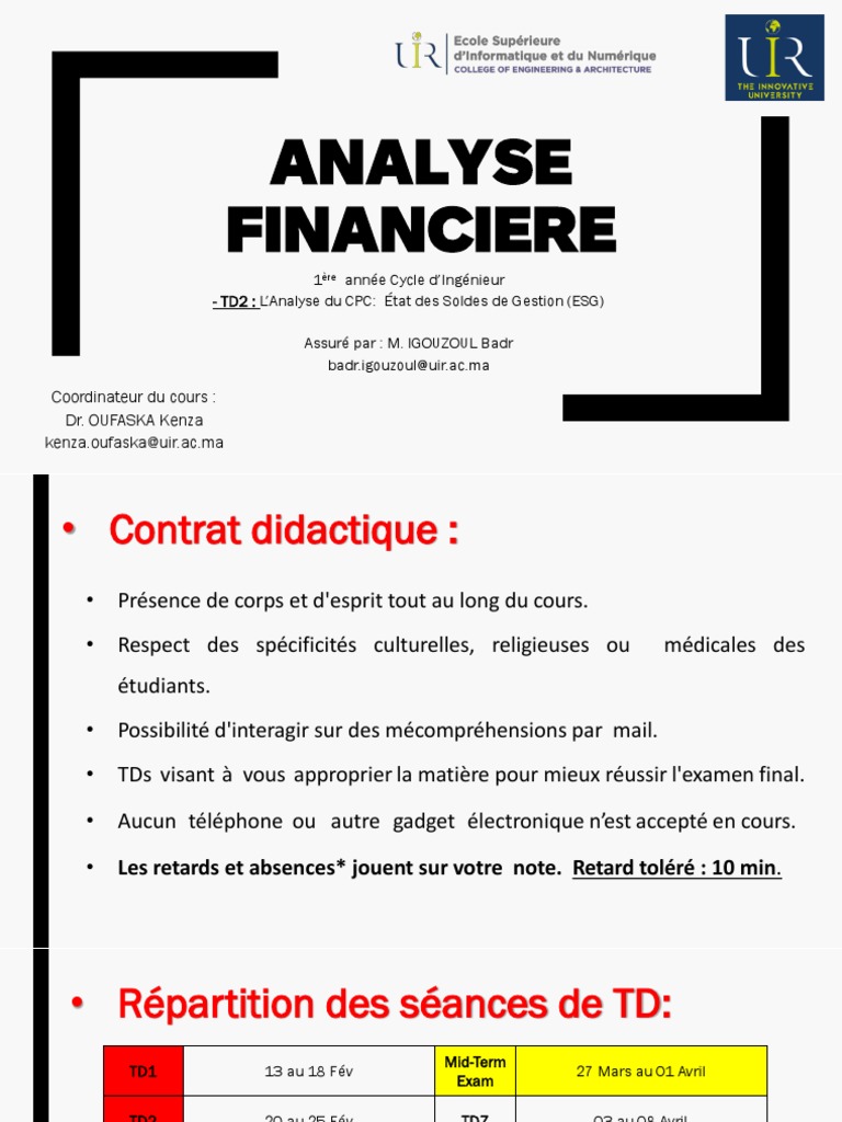 Analyse Financiere - Td2 | PDF | Revenu brut | Économie financière