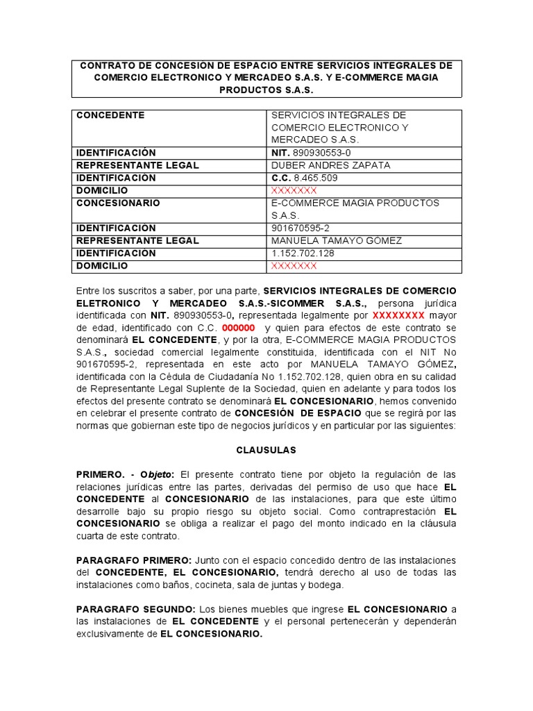 Contrato de Concesion de Espacio | PDF | Daños y perjuicios | Salario