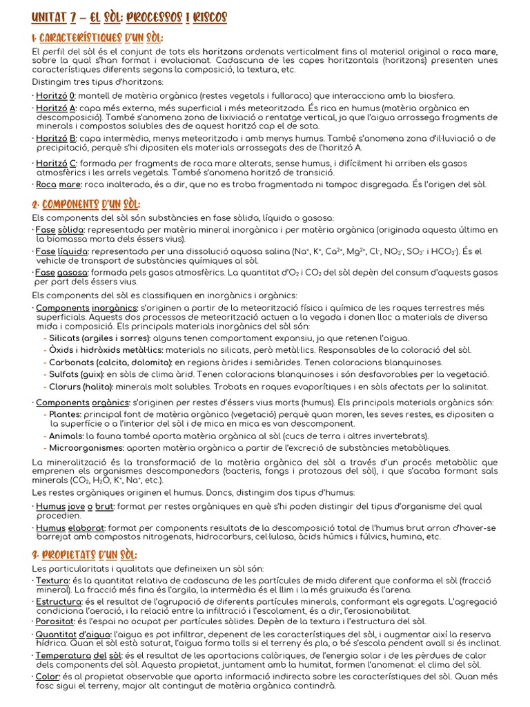 Unitat 7 - El Sòl. Processos I Riscos | PDF