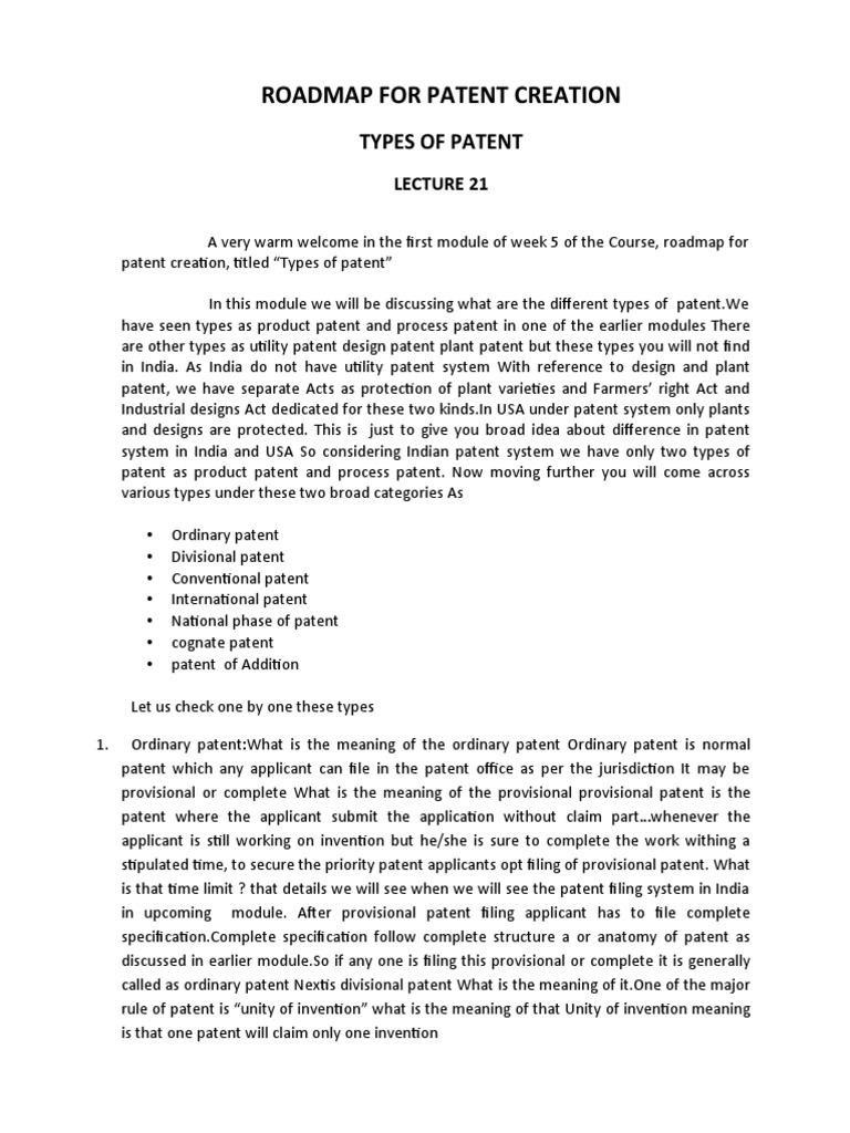 Types of Ordinary Patents Explained | PDF | Priority Right | Patent ...