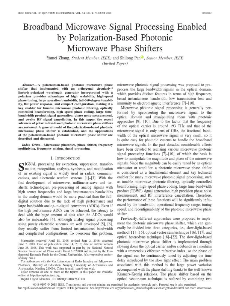 Broadband Microwave Signal Processing Enabled by Polarization-Based ...