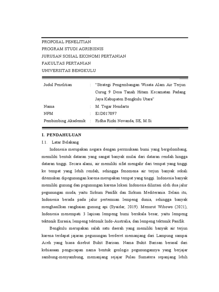 Pra Proposal Tegar 004 | PDF | Perjalanan