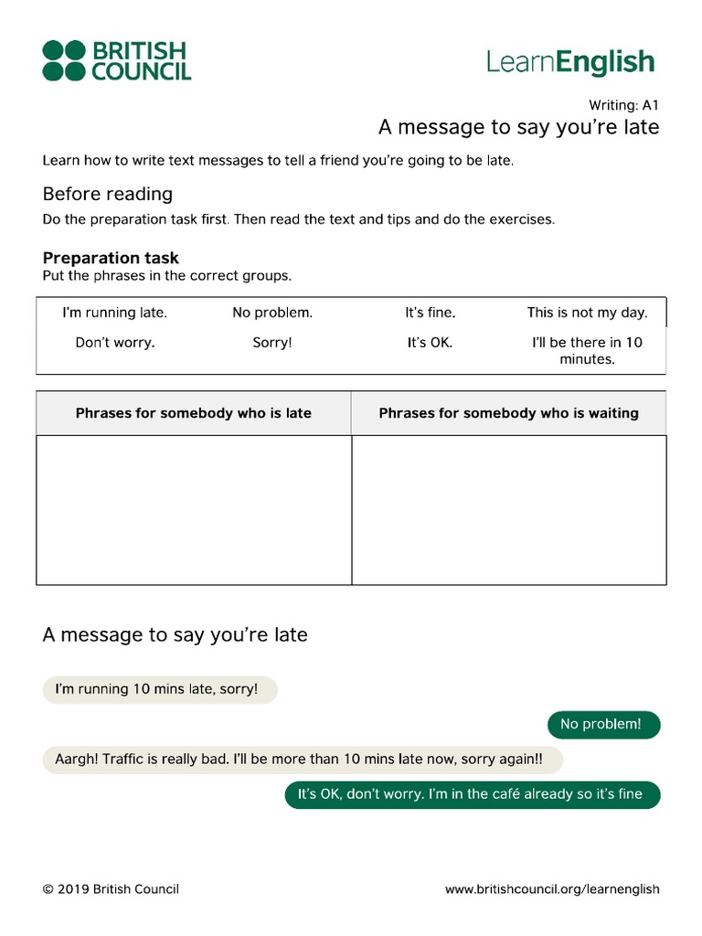 British Council Writing A1 Test 1 | PDF
