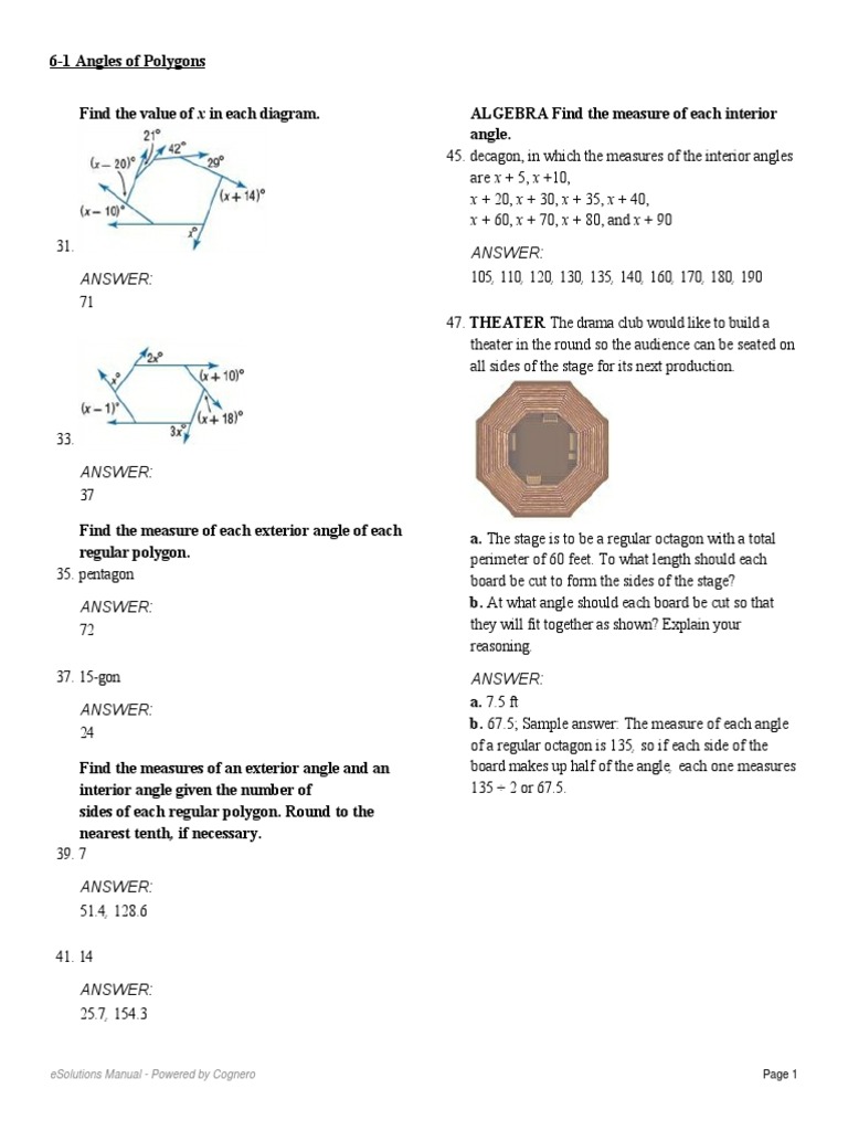 6 1 Angles of Polygons | PDF | Polygon | Elementary Geometry