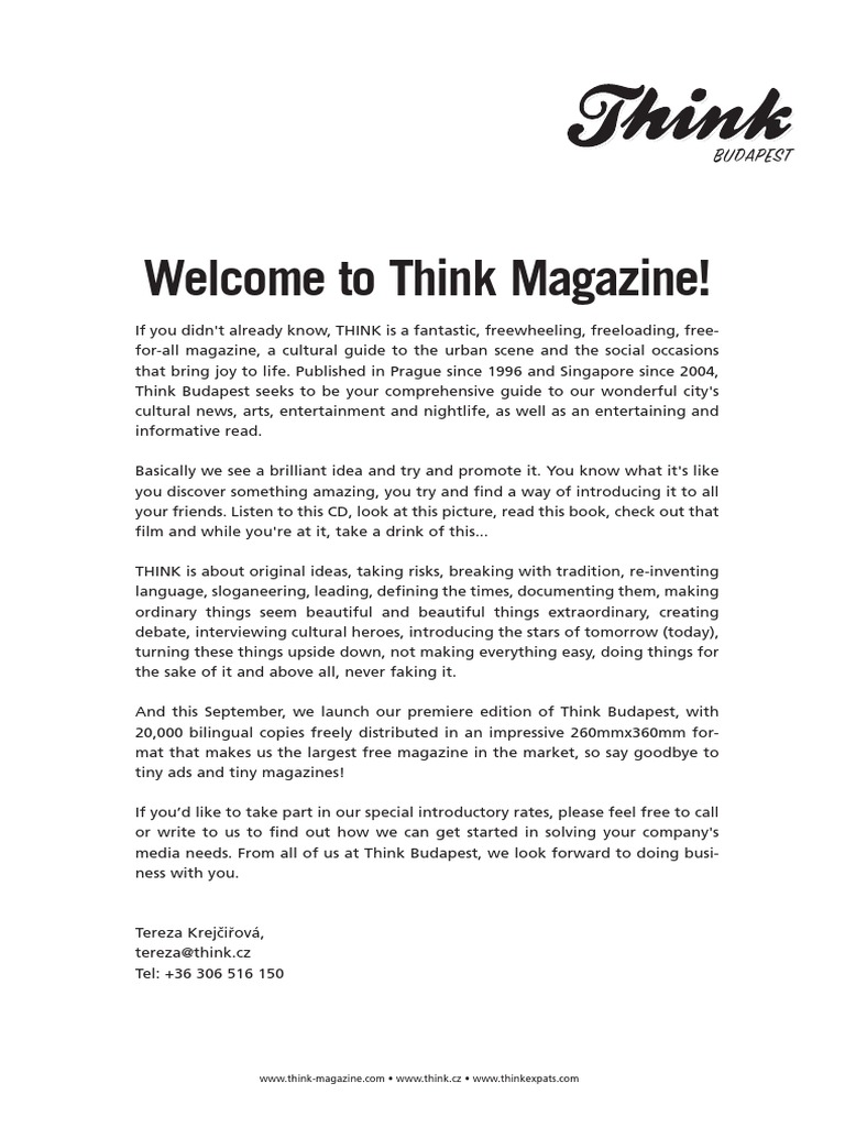 Welcome To Think Magazine | PDF