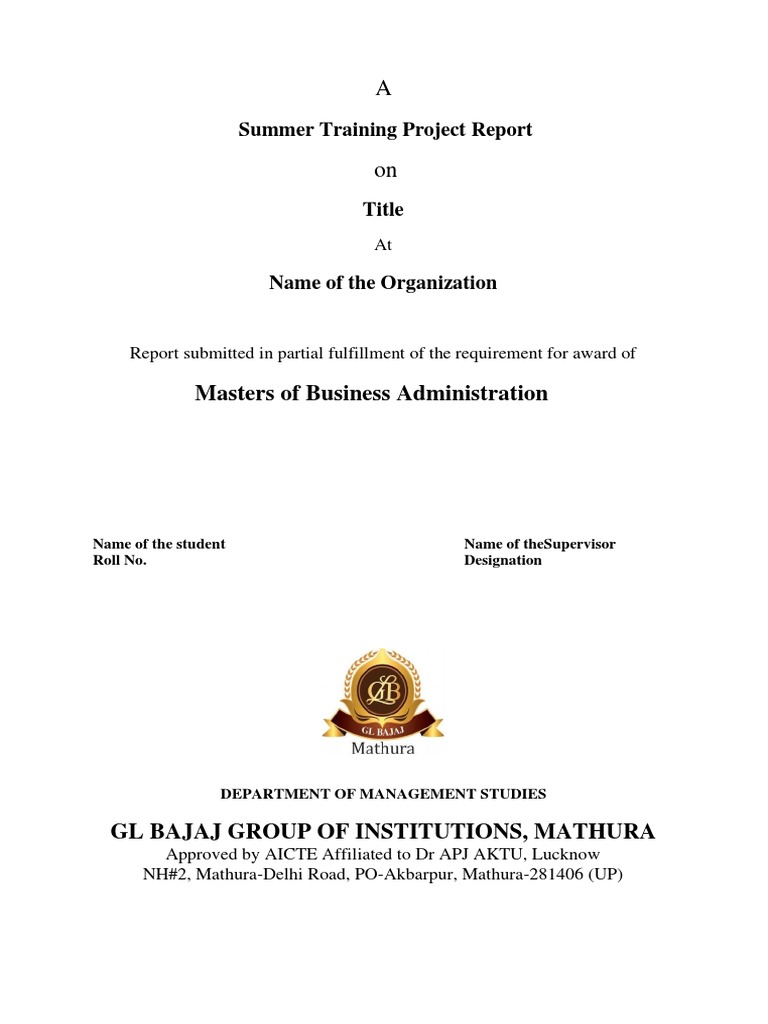 MBA Summer Project Report | PDF | Business