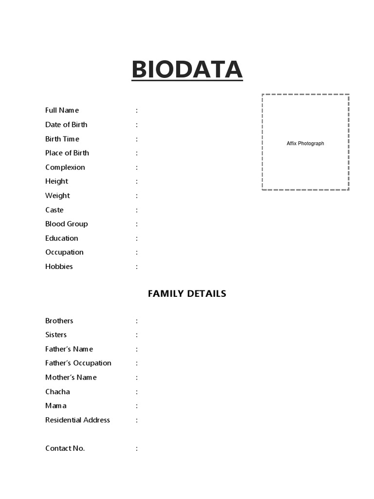 Muslim Girl Marriage Biodata 5 | PDF