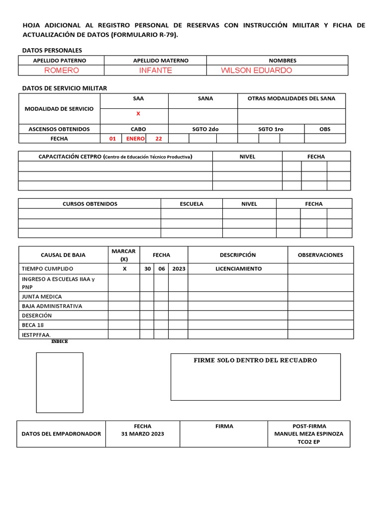 Formato Hoja Adicional Al R-79 - Dic 23 | PDF