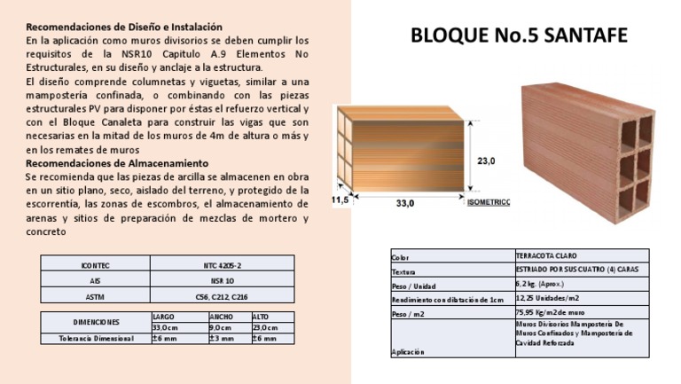 Bloque No.5 Santafe: Recomendaciones de Diseño e Instalación | PDF