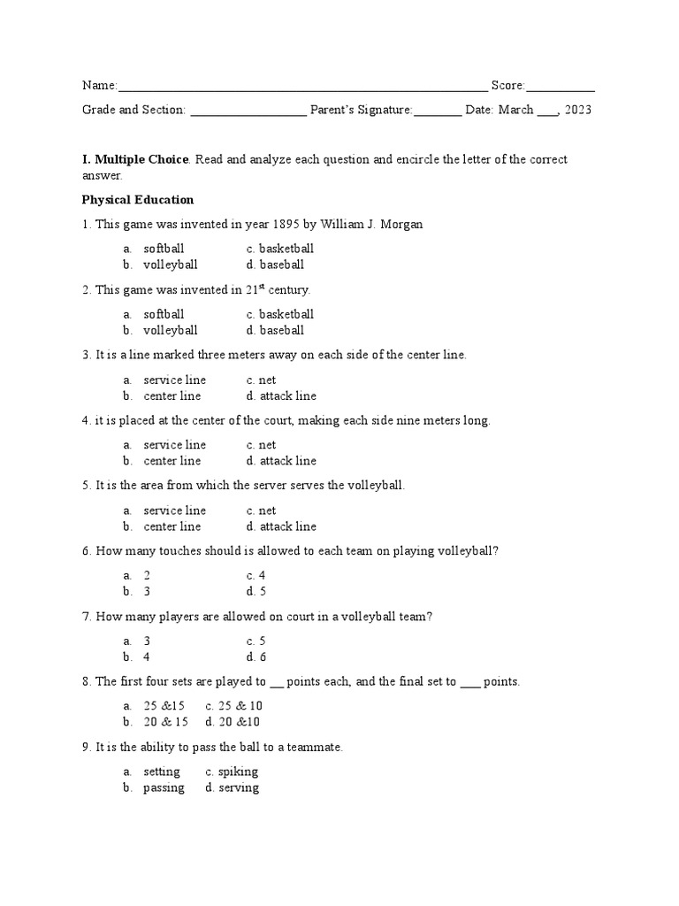 I. Multiple Choice. Read and Analyze Each Question and Encircle The ...