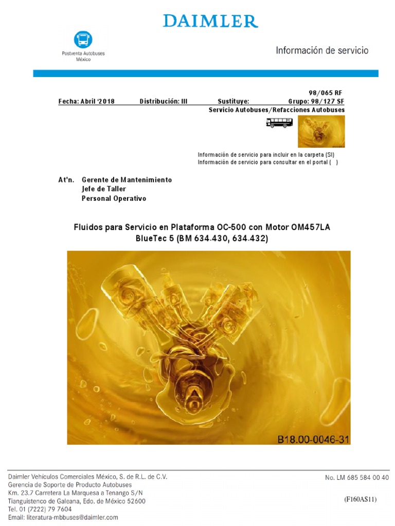 Fluidos Homologados MB OC500 E5 | PDF | Aceite de motor | Lubricante
