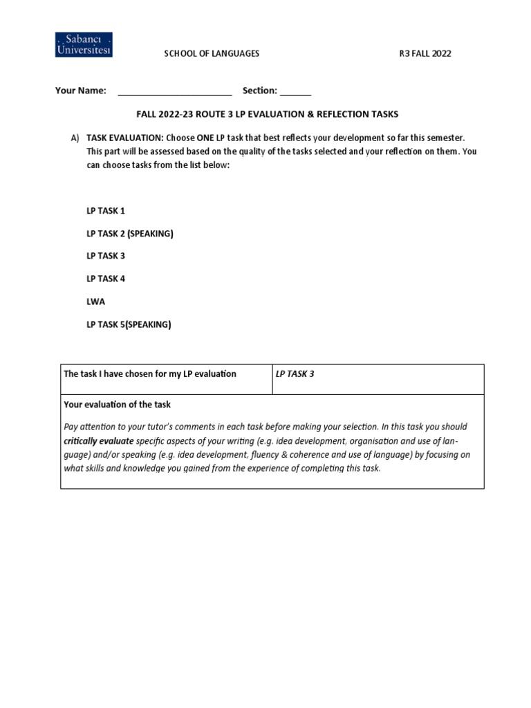 LP Evaluation and Reflection Guide | PDF | Psychology | Cognitive ...