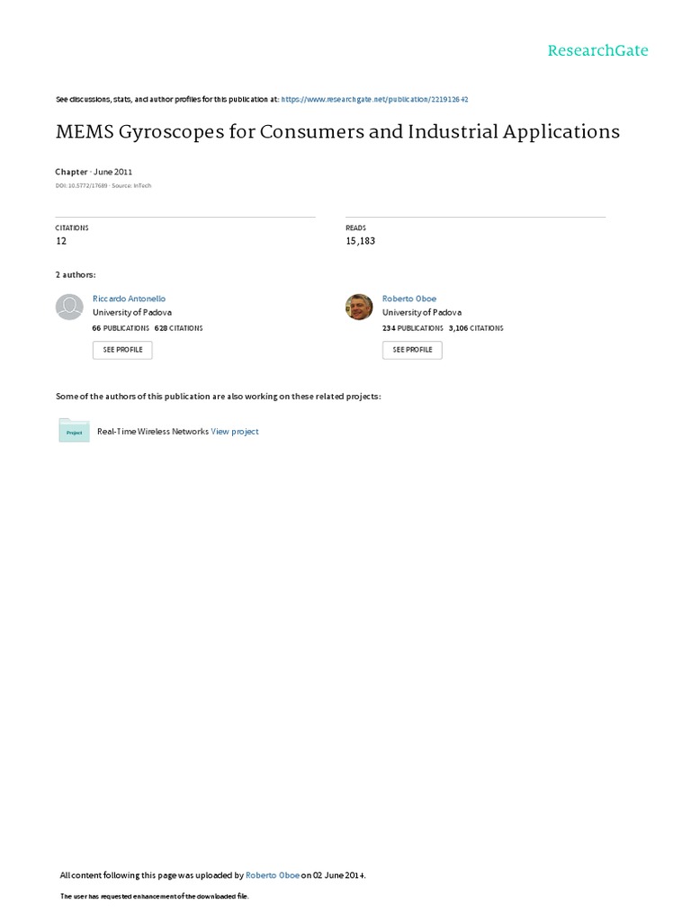 MEMS Gyroscopes For Consumers and Industrial Applications: June 2011 | PDF | Gyroscope ...