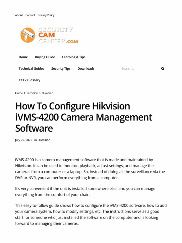 How To Configure Hikvision iVMS-4200 Camera Management Software - SecurityCamCenter | PDF