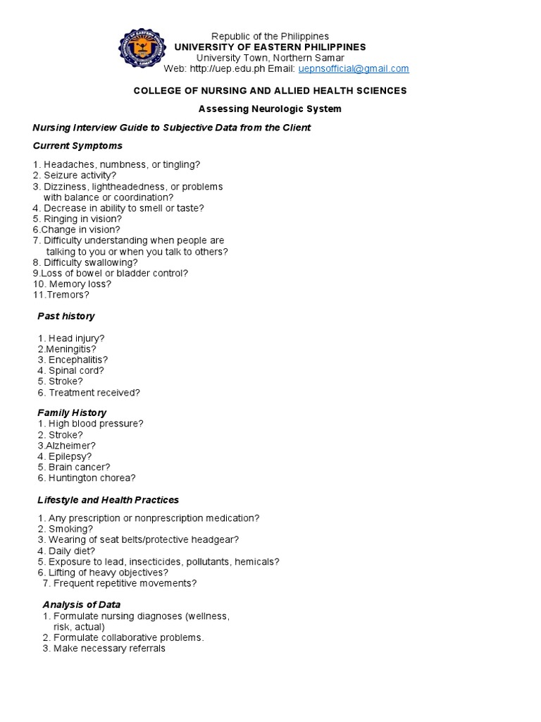 Assessing Neurologic System | PDF