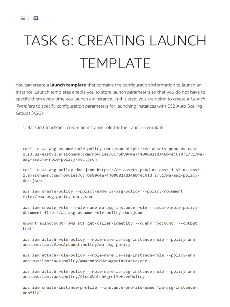 Task 6 - Creating Launch Template - Welcome To STP Containers On AWS - Labs | PDF | Service ...
