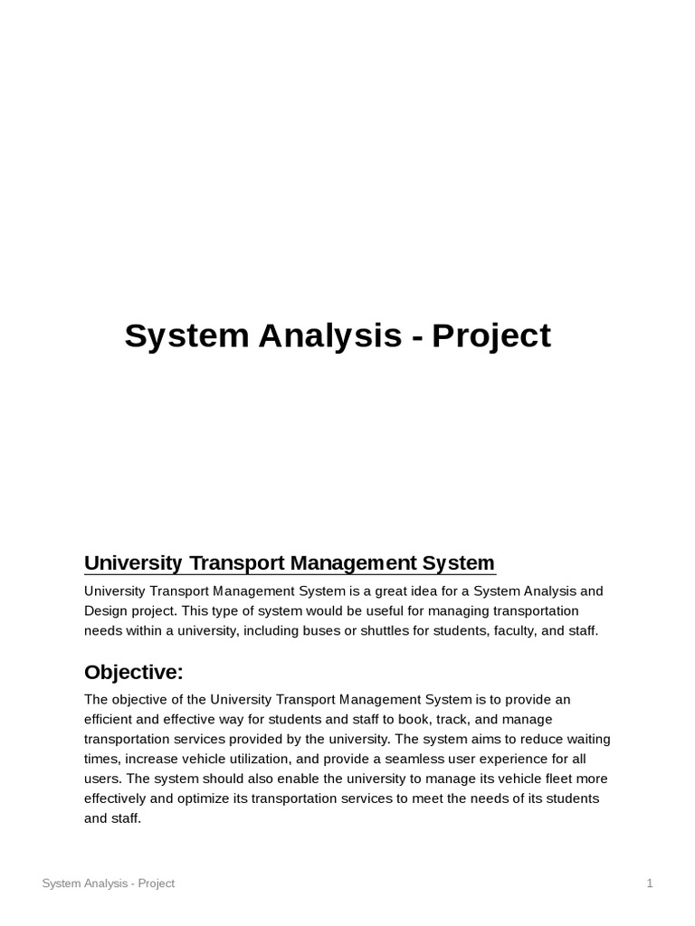 System Analysis - Project | PDF | Public Transport | Transport