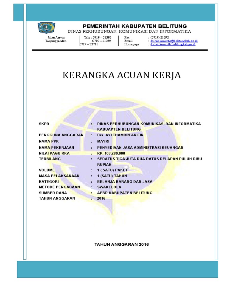 Format KAK Jasa Administrasi Keuangan | PDF