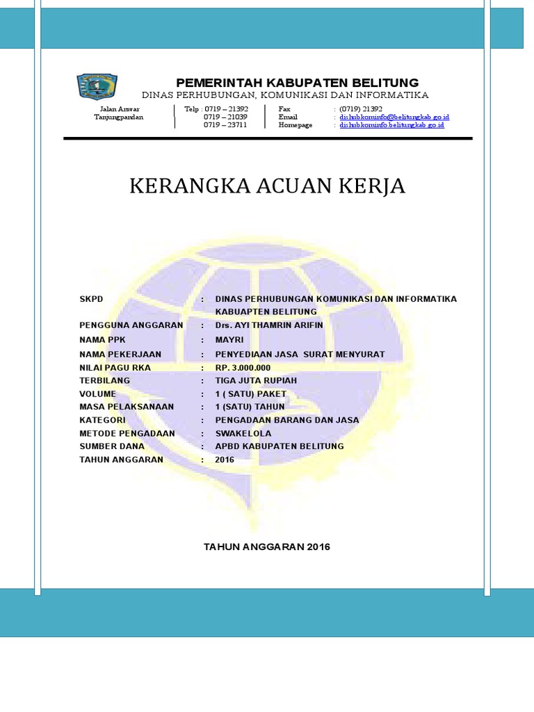 Format KAK Penyediaan Jasa Surat Menyurat | PDF | Bisnis | Pengelolaan Keuangan & Uang