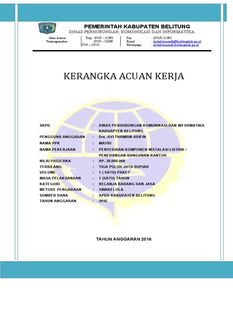 Format KAK Penyediaan Komponen Instalasi Listrik Penerangan Bangunan ...