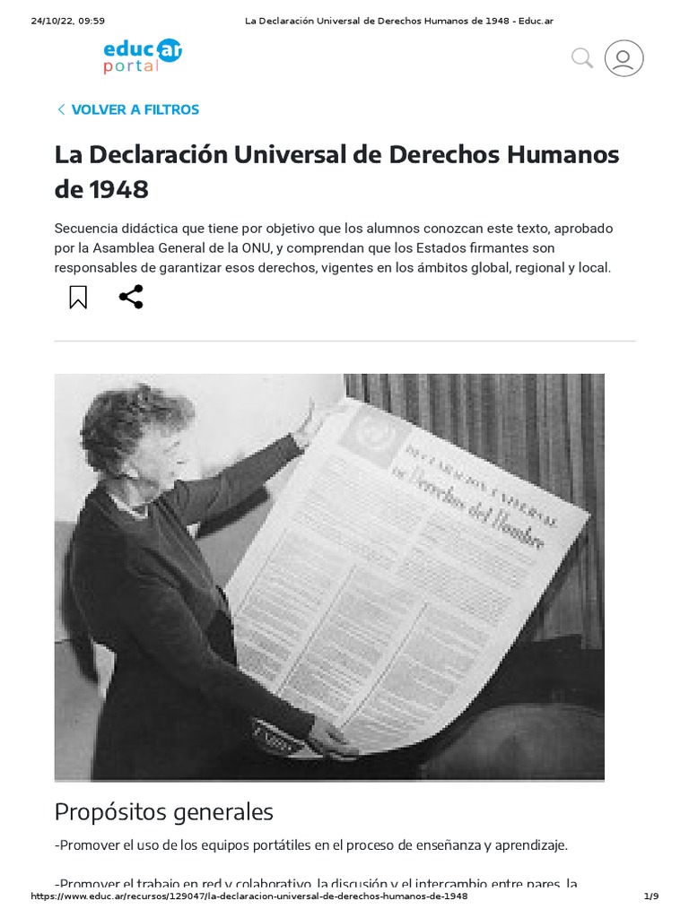 La Declaración Universal de Derechos Humanos de 1948 - Educ - Ar | PDF | Naciones Unidas ...