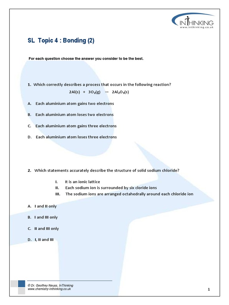 Topic 4 Bonding-2 | PDF | Chemical Bond | Ion