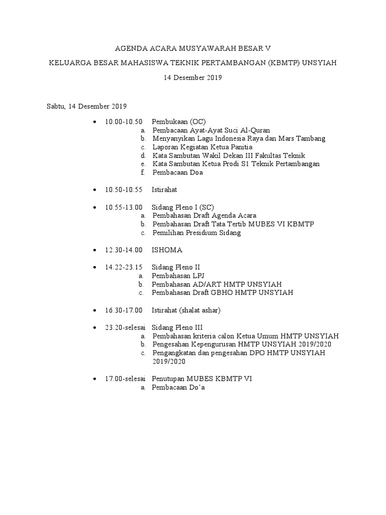 Agenda Acara Dan Tatib | PDF | Sains & Matematika | Teknologi & Rekayasa
