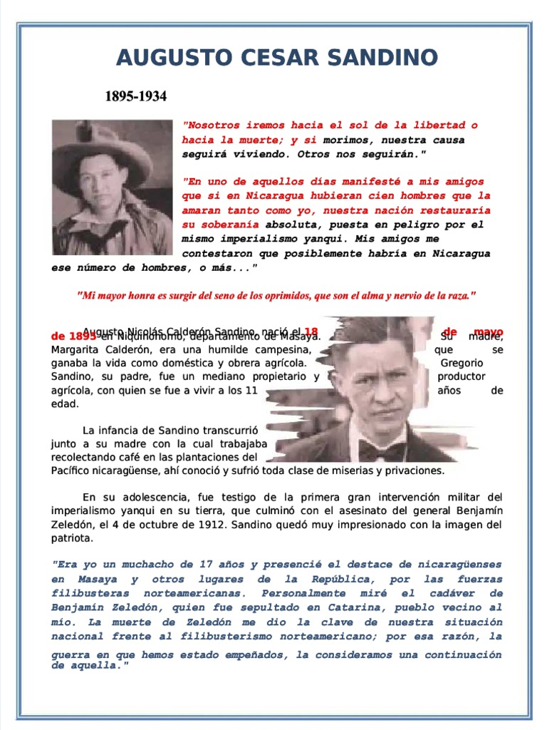 PDF Briografia Del General Augusto Cesar Sandino Compress | PDF ...
