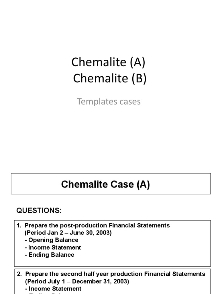Financial Analysis of Chemalite's Pre-Production and Early Production ...