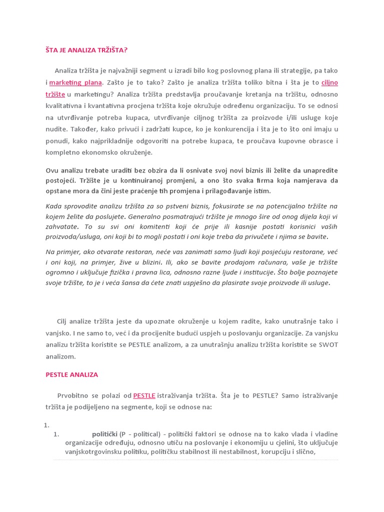 Šta Je Analiza Tržišta | PDF